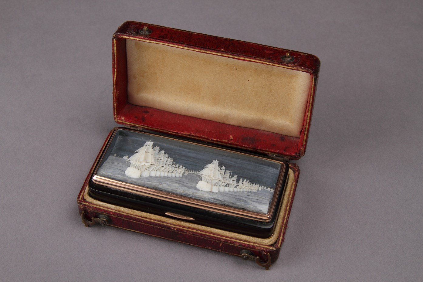 Rare English Gold and Tortoiseshell Snuff Box Depicting Nelson’s ...