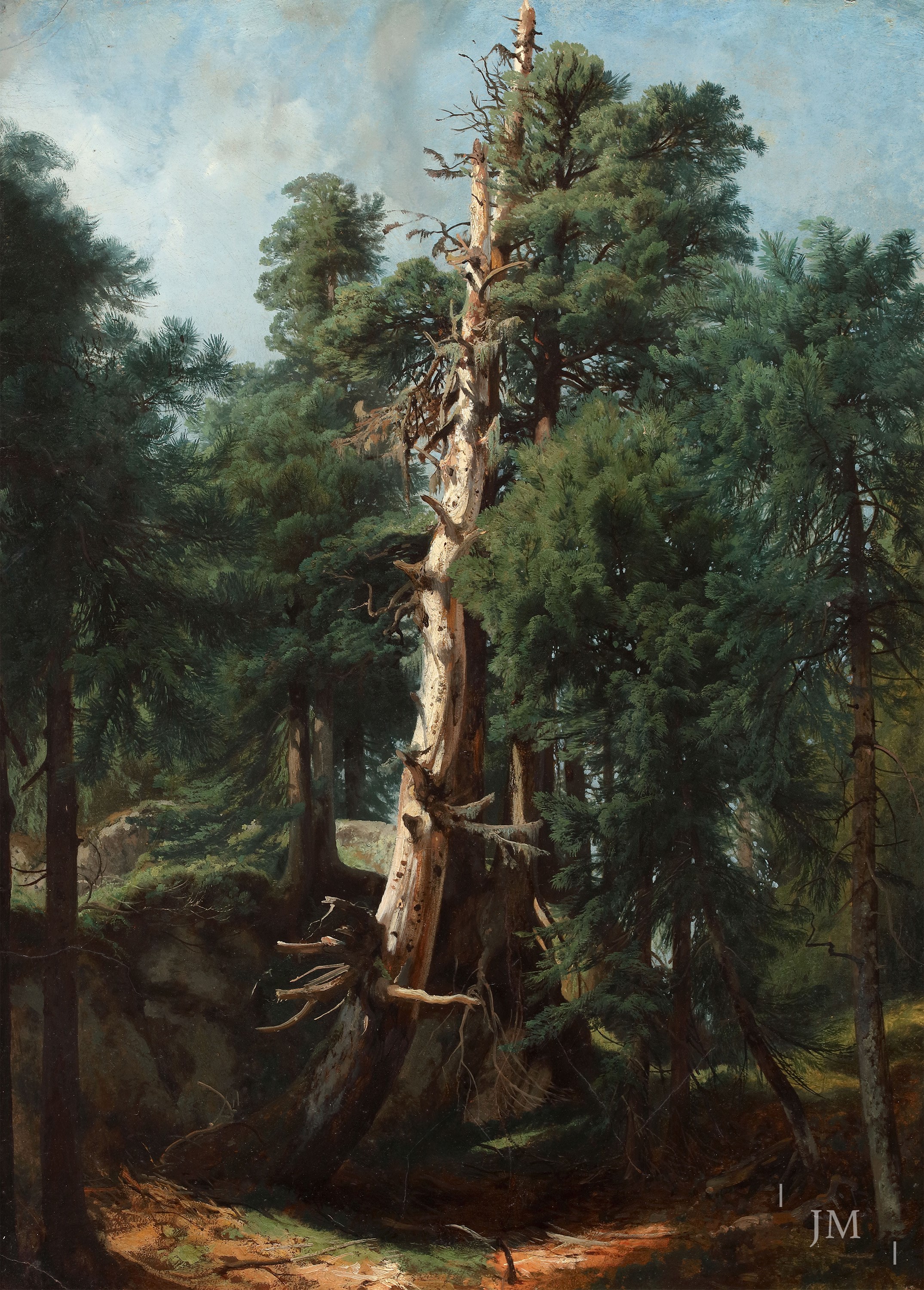 Alexandre Calame - Fir trees in a forest interior | MasterArt