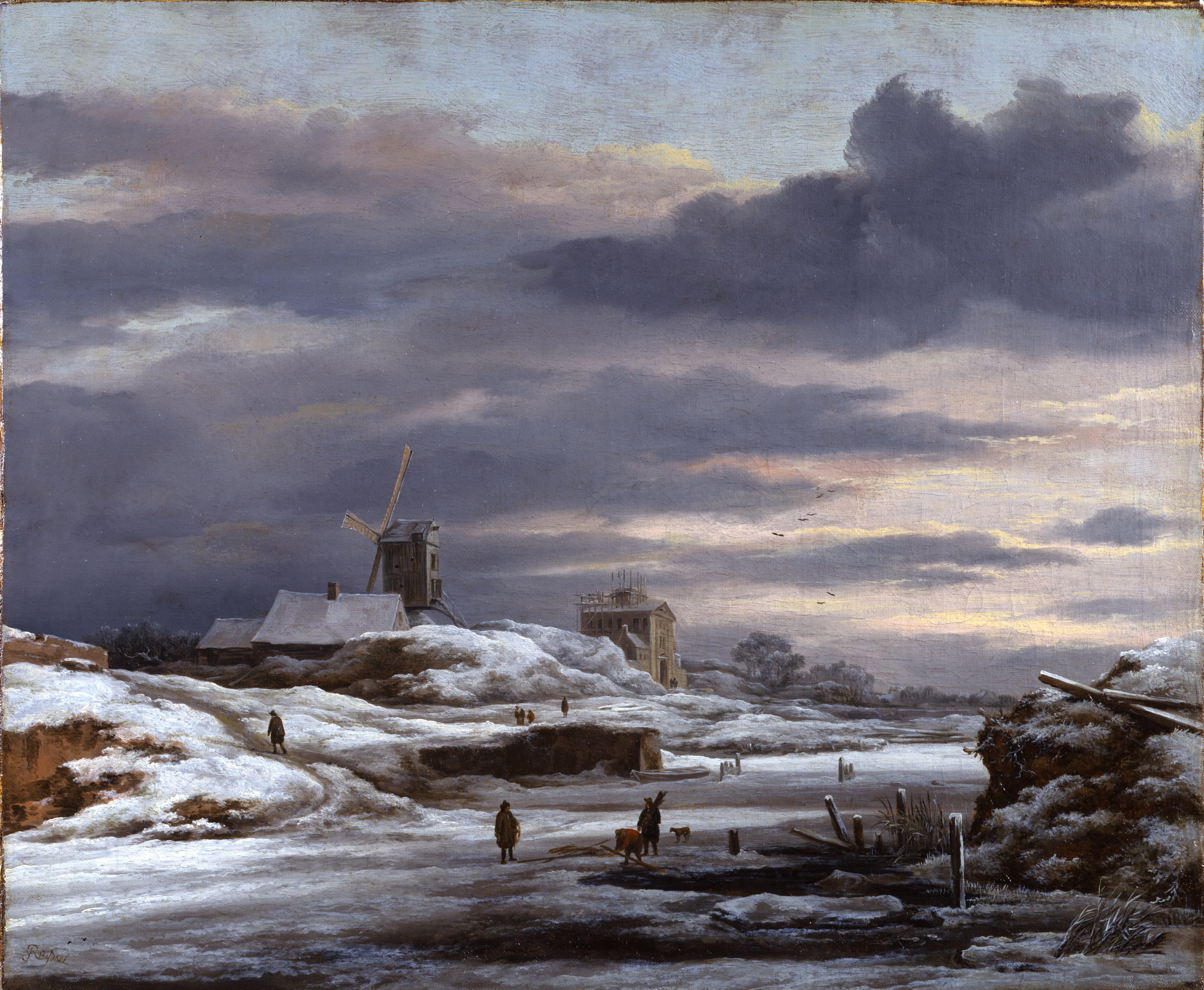 Jacob van Ruisdael - Winter Landscape with Windmill | MasterArt