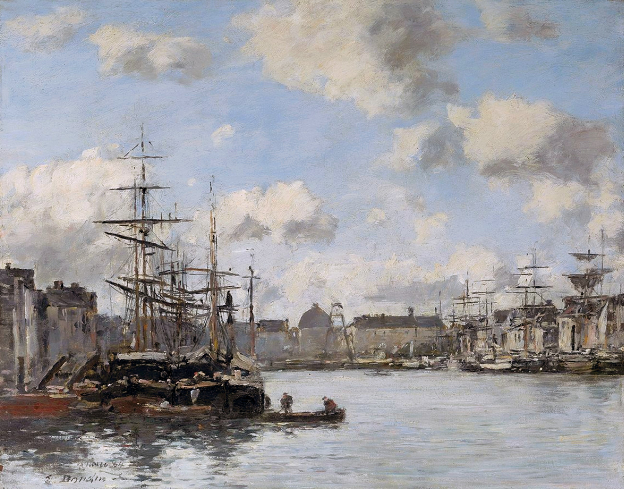 Eugène-Louis Boudin - Le Havre, Le Bassin du Commerce, 1884 | MasterArt