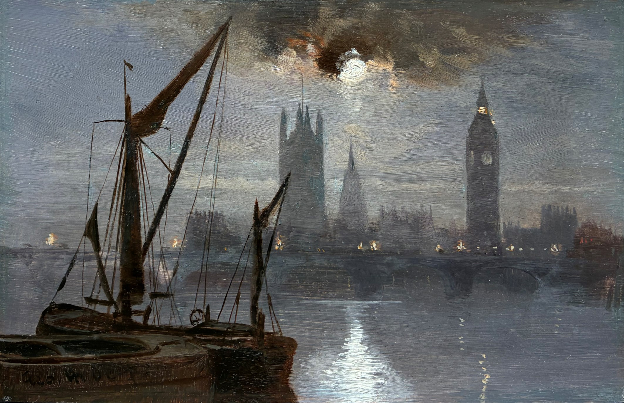 George Hyde Pownall - Westminster under moonlight | MasterArt