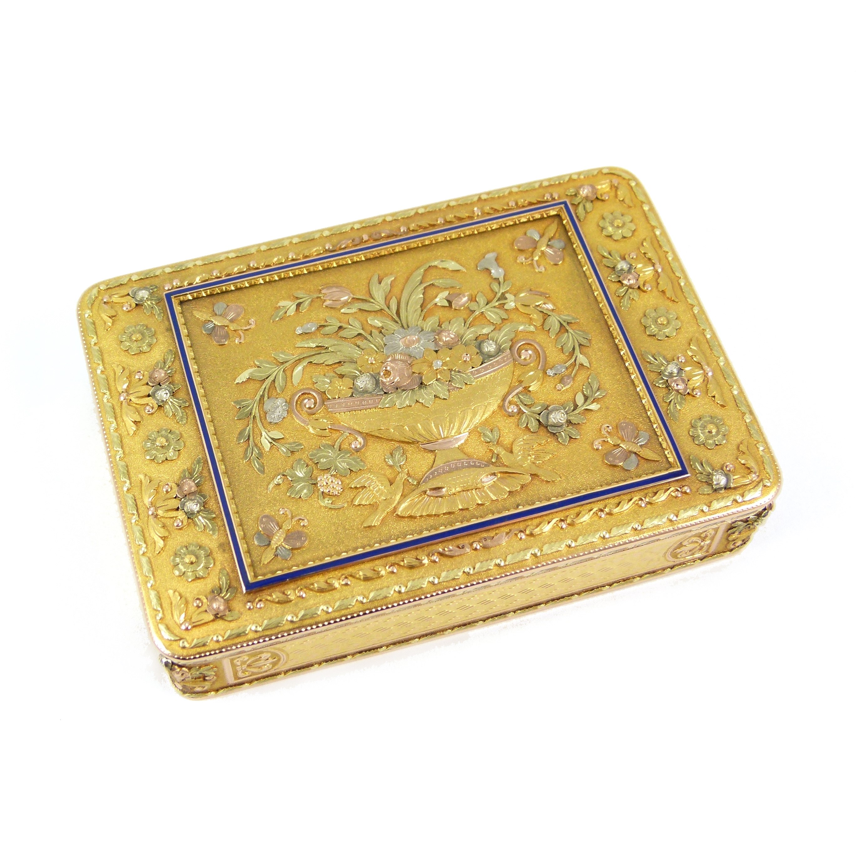 19th century German coloured gold rectangular box by Charles Colins ...
