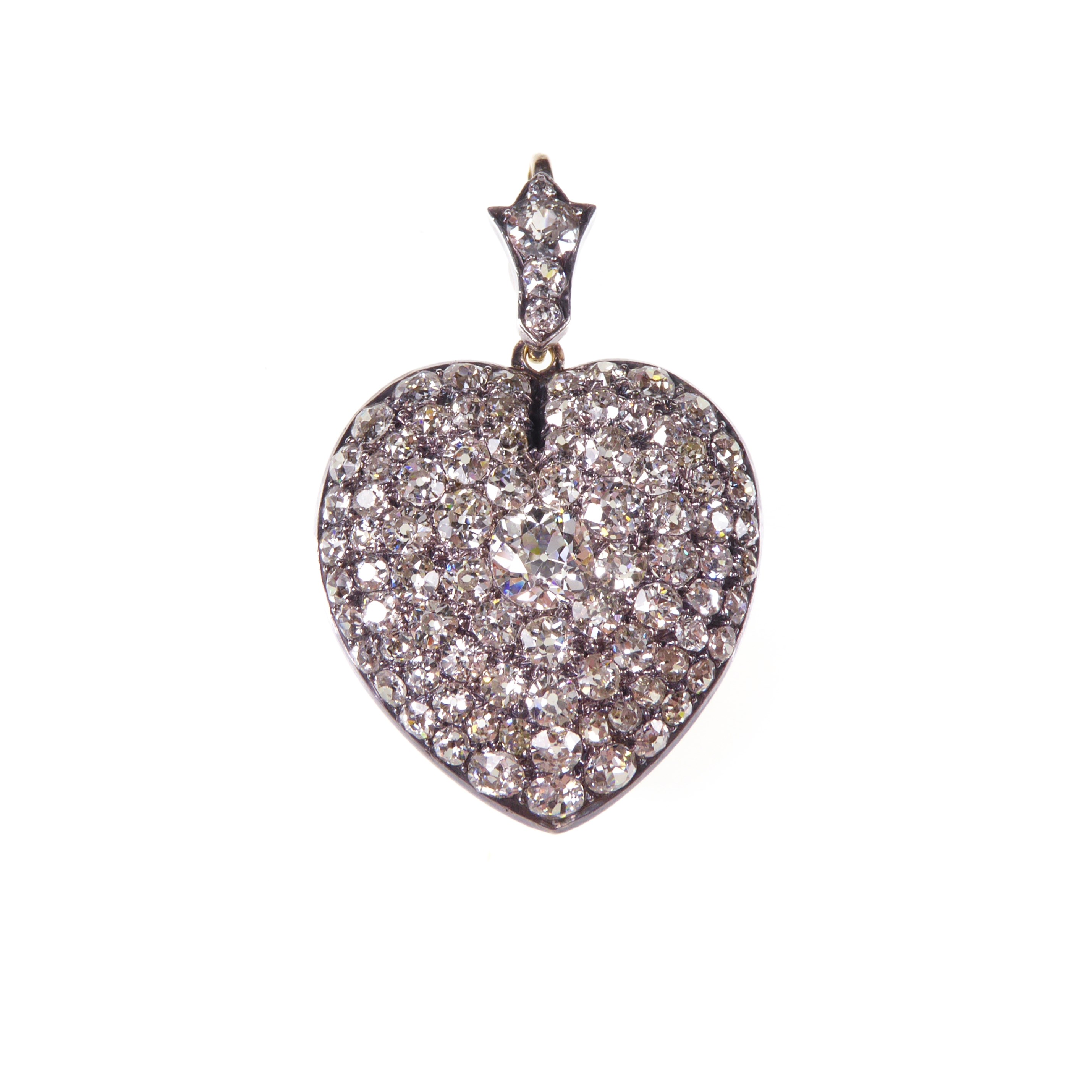 Pave set diamond heart locket pendant | MasterArt