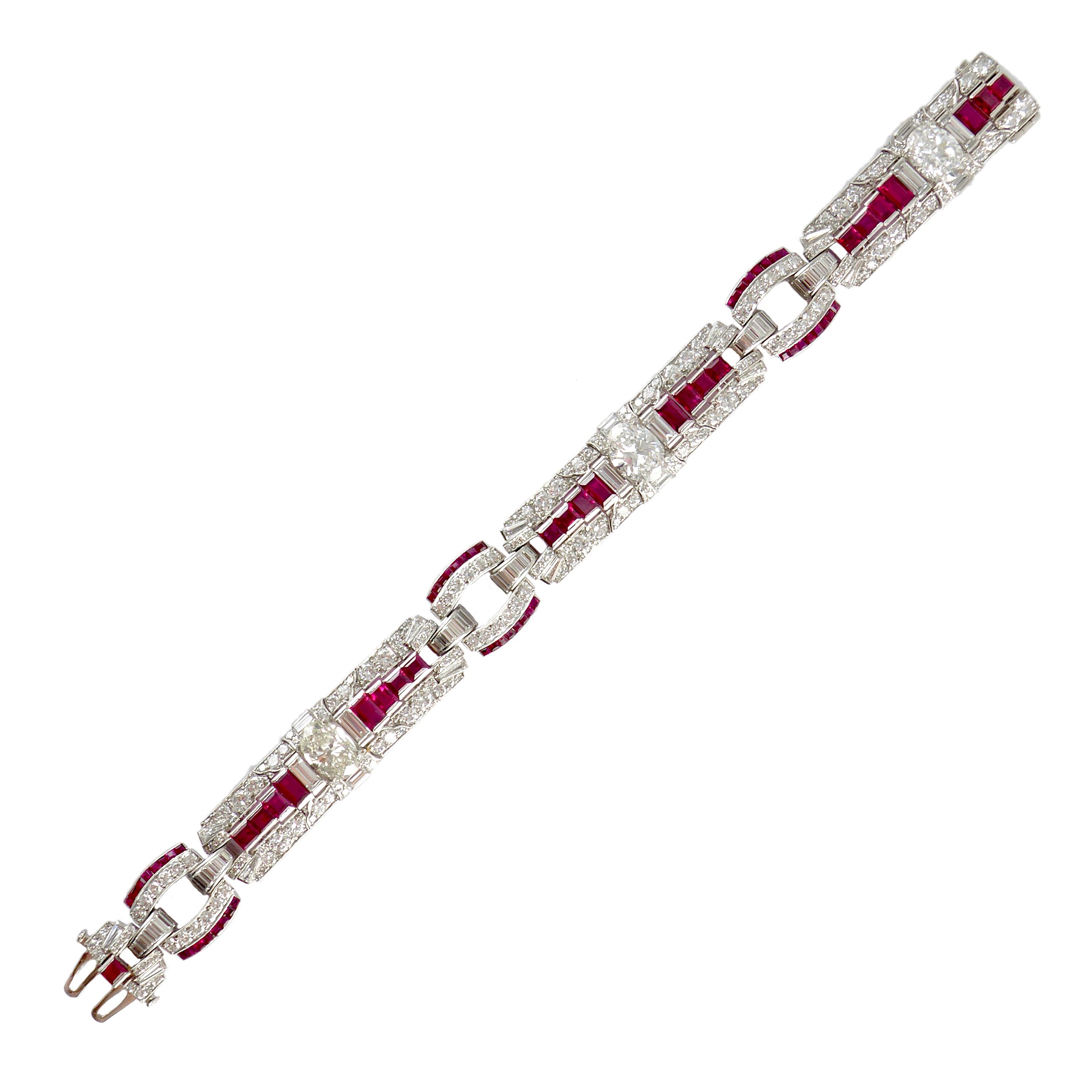 Art Deco diamond and ruby strap bracelet by Raymond Yard Inc., New York ...