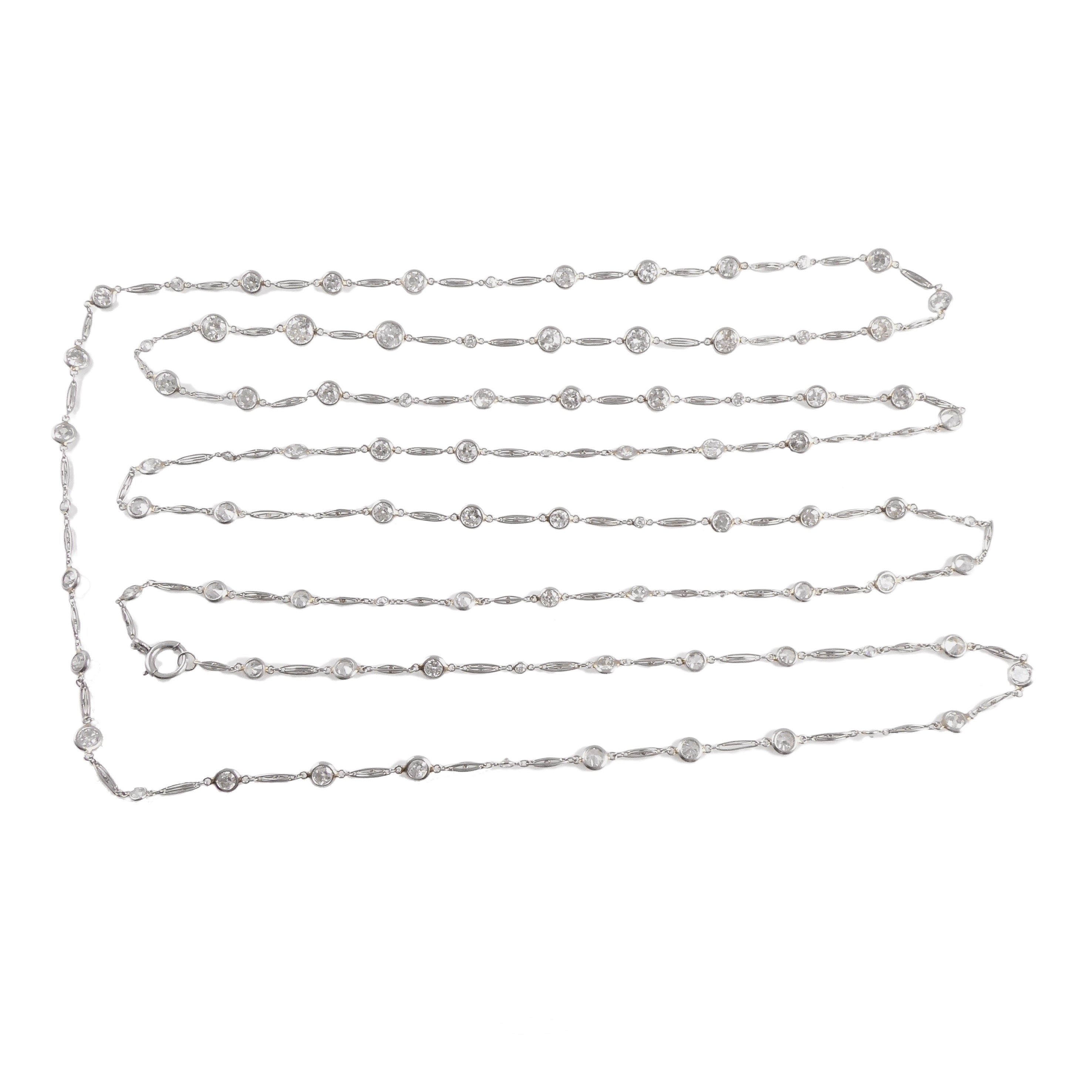 Early Art Deco diamond spectacle set long chain necklace | MasterArt