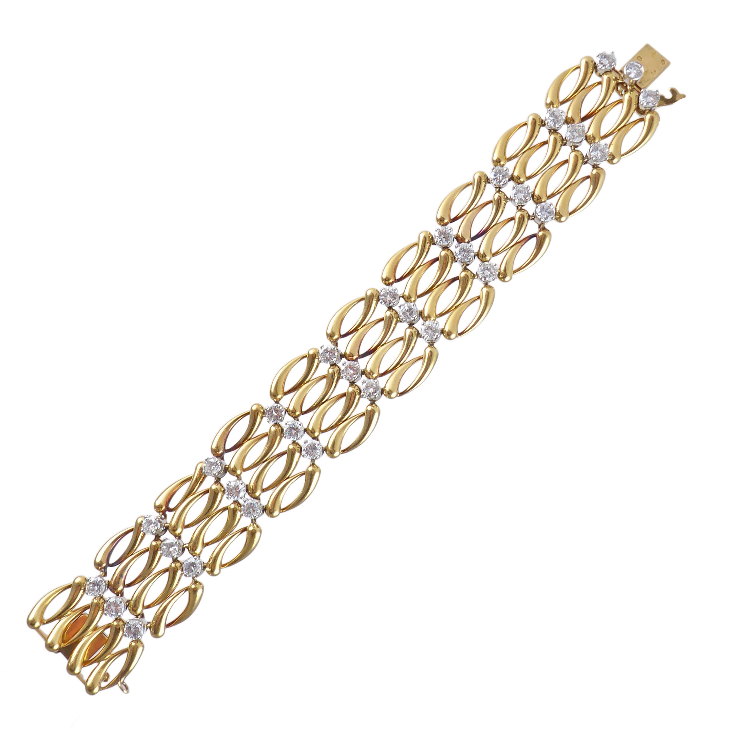 Four row gold and diamond chainlink strap bracelet by Cartier, New York ...