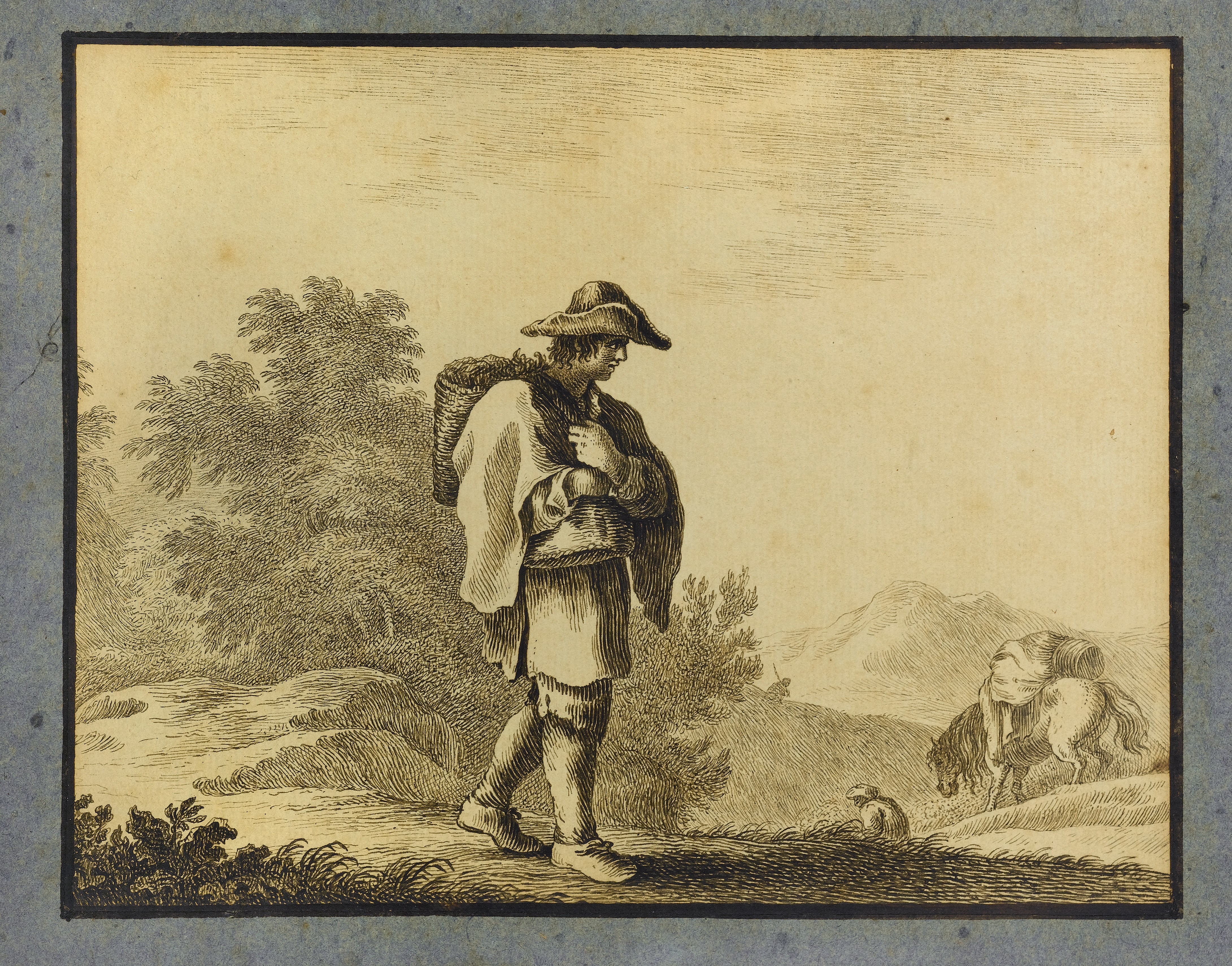 Stefano della Bella - A Peasant Walking Through a Landscape | MasterArt