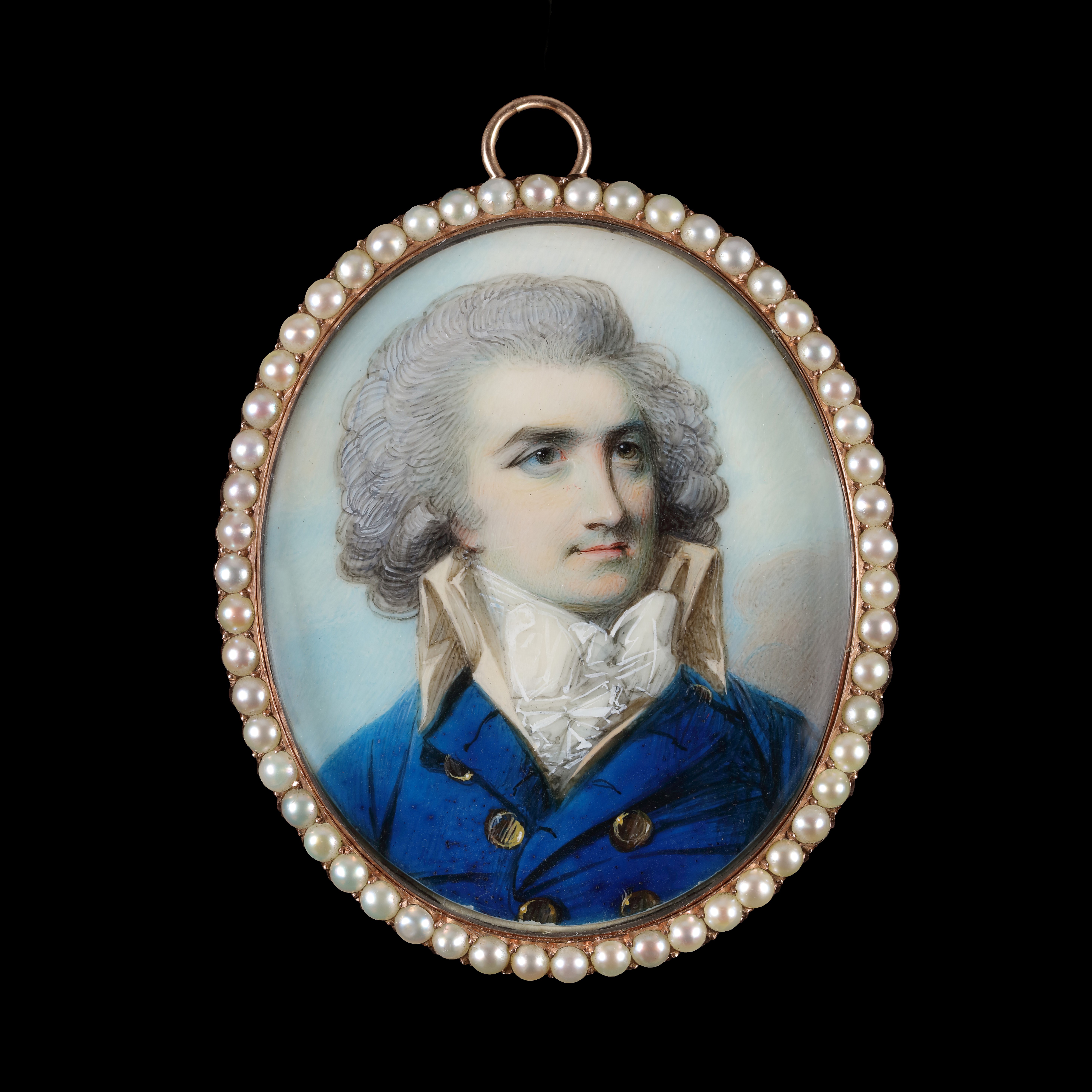 GEORGE ENGLEHEART - Portrait miniature of a Gentleman wearing a navy ...